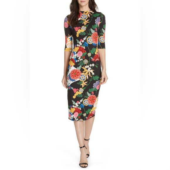 Alice + Olivia | Dresses | Alice Olivia Delora Mock Neck Midi Sheath ...